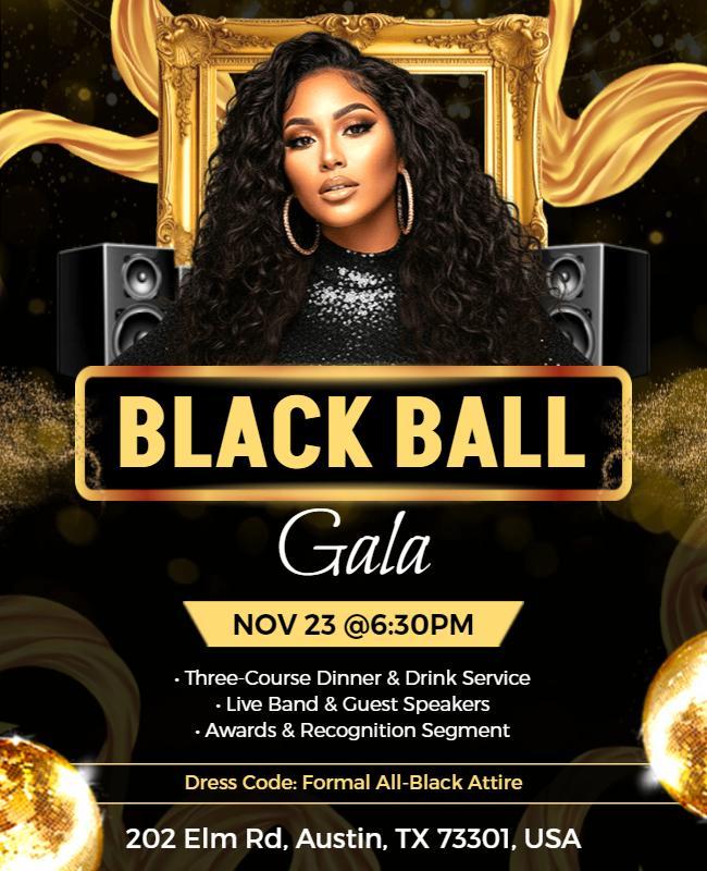 Black Ball Gala Invitation Flyer Template