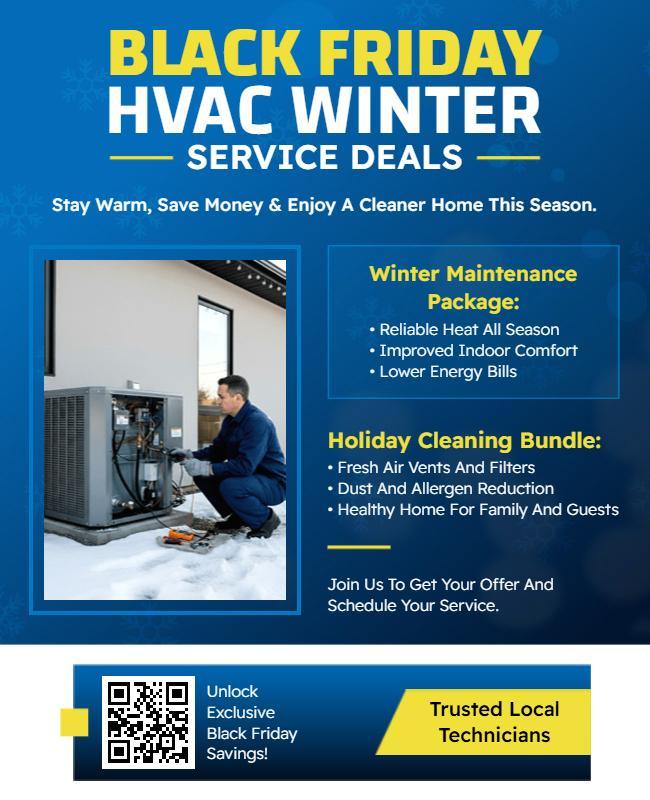 Black Friday HVAC Winter Service Deals Flyer Template