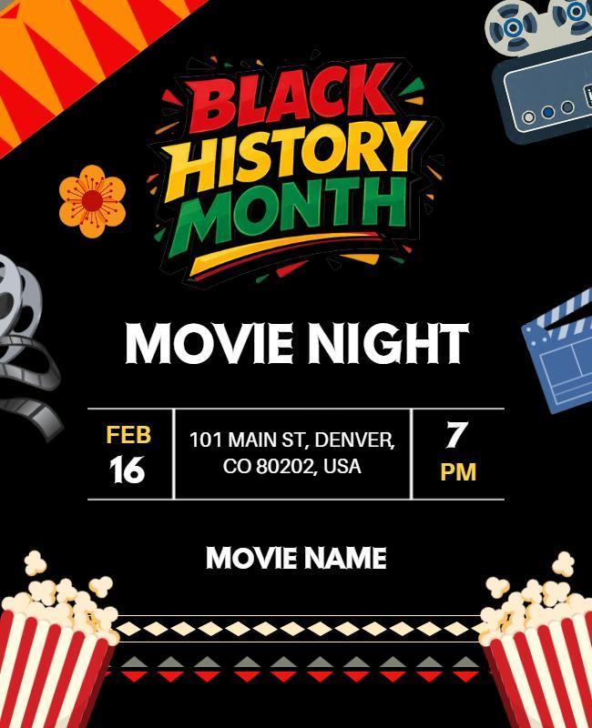 Black History Month Movie Night Flyer Template