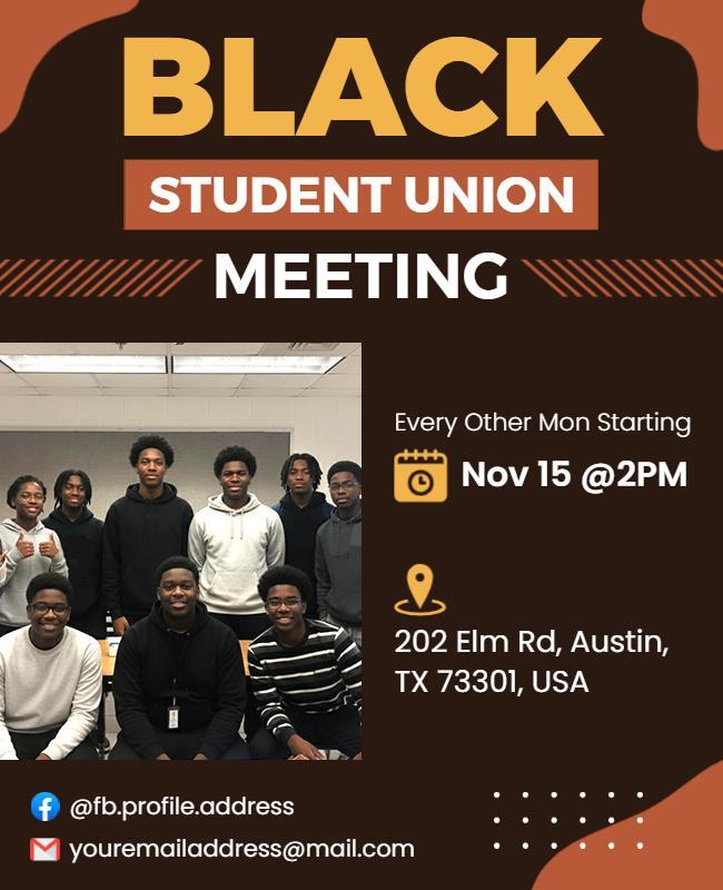 Black Student Union Meeting Announcement Flyer Template