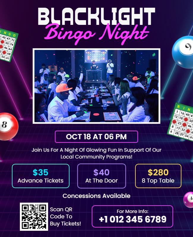 Blacklight Bingo Night Event Flyer Template
