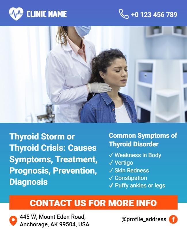 Blue Clinical Healthcare Information Thyroid Disorder Poster Template