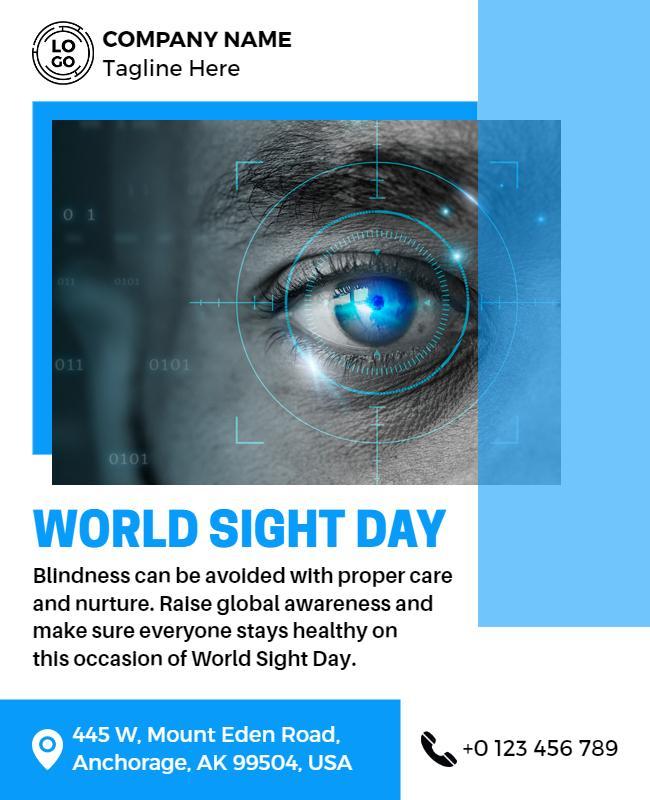 Blue Eye Care Awareness for World Sight Day Poster Template