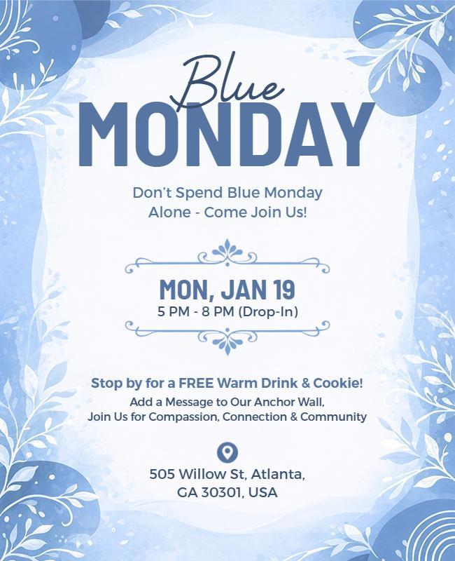 Blue Monday Community Gathering Flyer Template