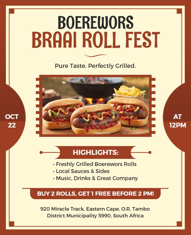 Boerewors Braai Roll Festival Flyer Template