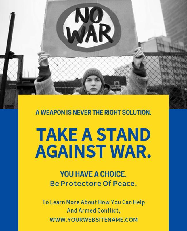 Bold Black and Yellow Anti-War Campaign Awareness Poster Template