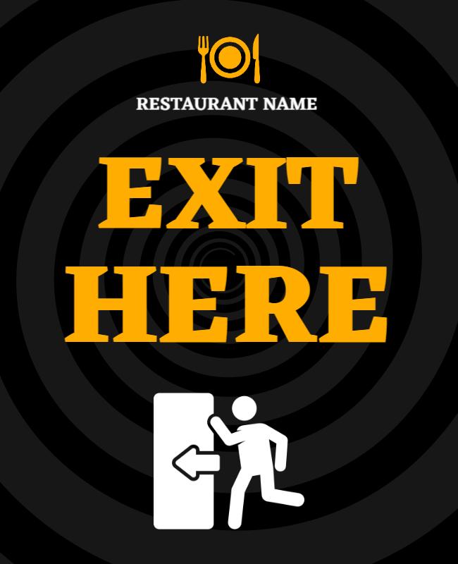 Bold Black and Yellow Restaurant Exit Direction Poster Template