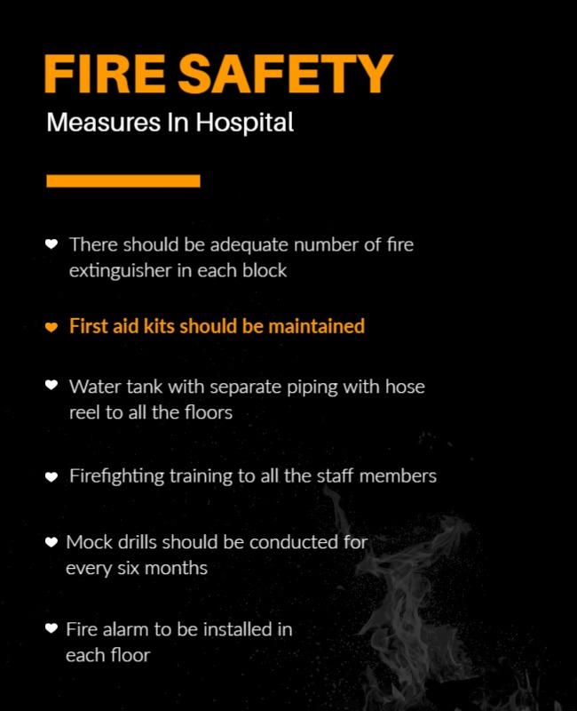 Bold Black Fire Safety Measures in Hospital Poster Template