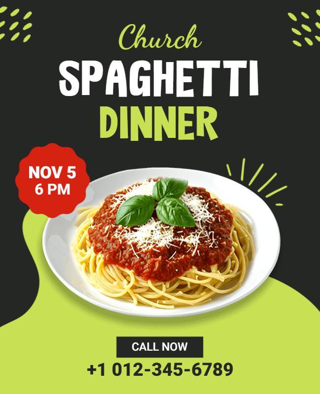 Bold Black Spaghetti Dinner Fundraiser Poster Template