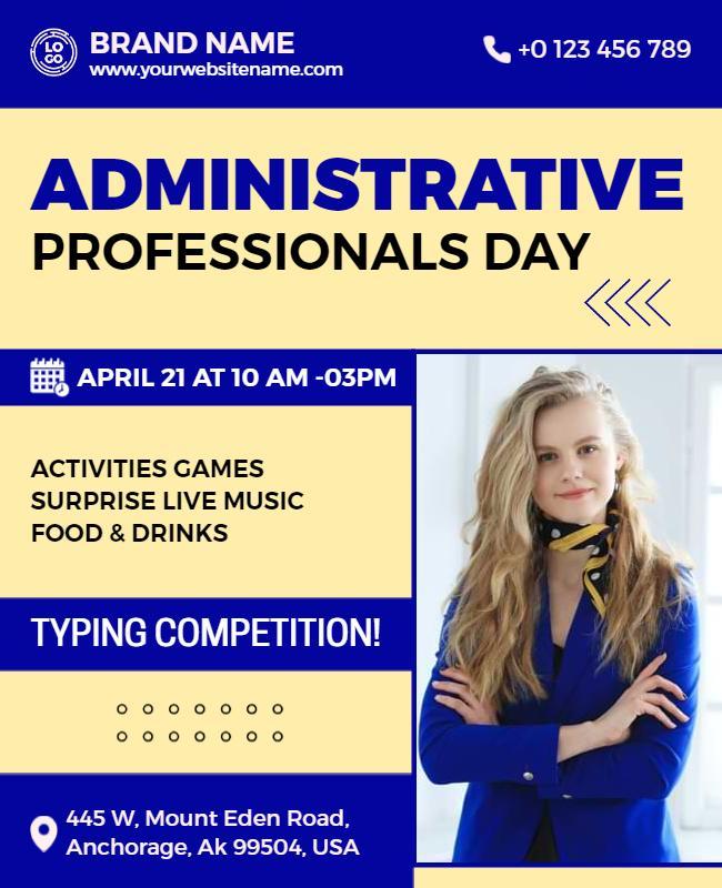 Bold Blue Administrative Professionals Day Event Poster Template