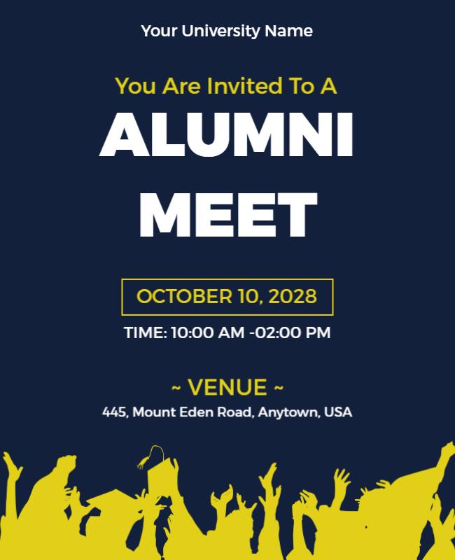 Bold Blue Alumni Meet Invitation Poster Template