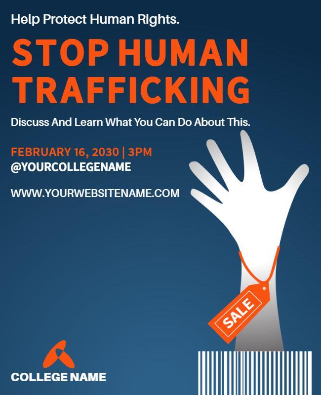 Bold Blue Human Rights Awareness Discussion Poster Template