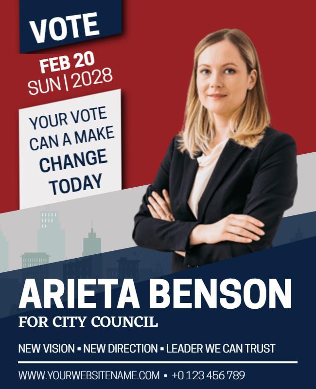 Bold Blue Political Campaign for City Council Poster Template