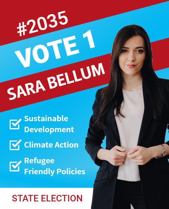Bold Blue Political Campaign State Election Poster Template