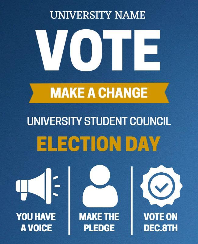 Bold Blue Student Council Election Day Participation Poster Template