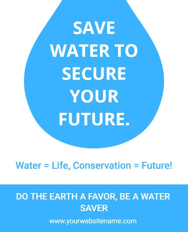 Bold Blue Water Conservation Awareness Poster Template