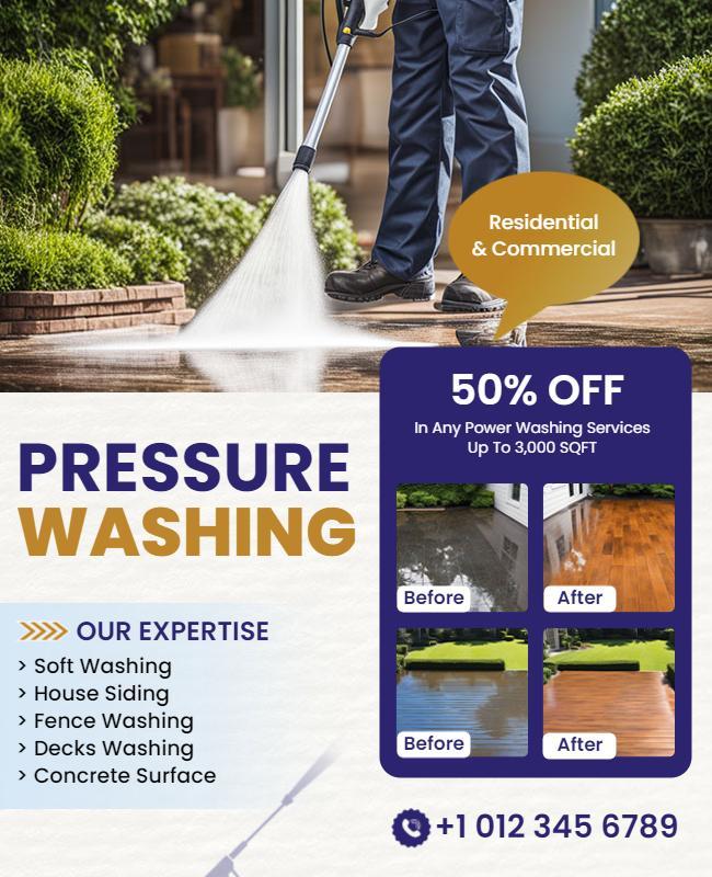 Bold Clean and Fresh Pressure Washing Services Poster Template