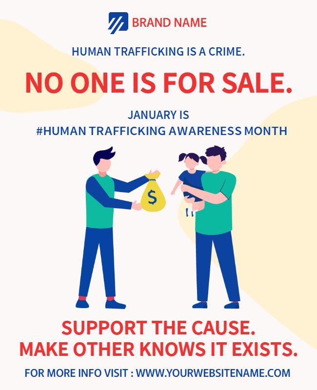 Bold Colorful Human Trafficking Awareness Month Poster Template