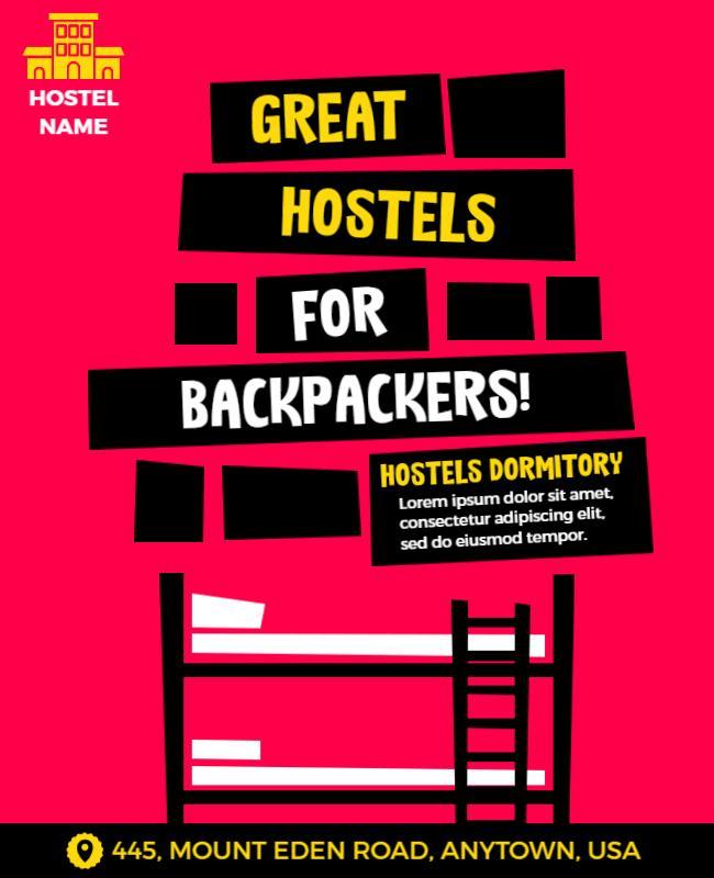 Bold Graphic Backpacker Hostel Promotion Poster Template