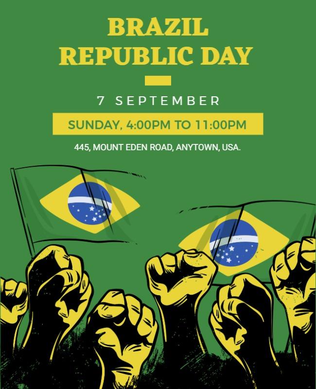 Bold Green Brazil Republic Day Celebration Poster Template