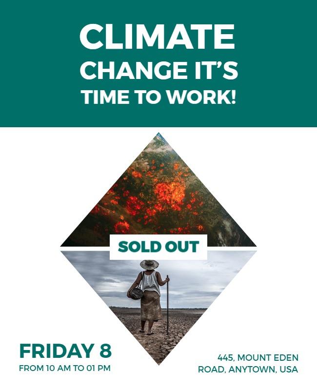 Bold Green Climate Change Awareness Event Poster Template