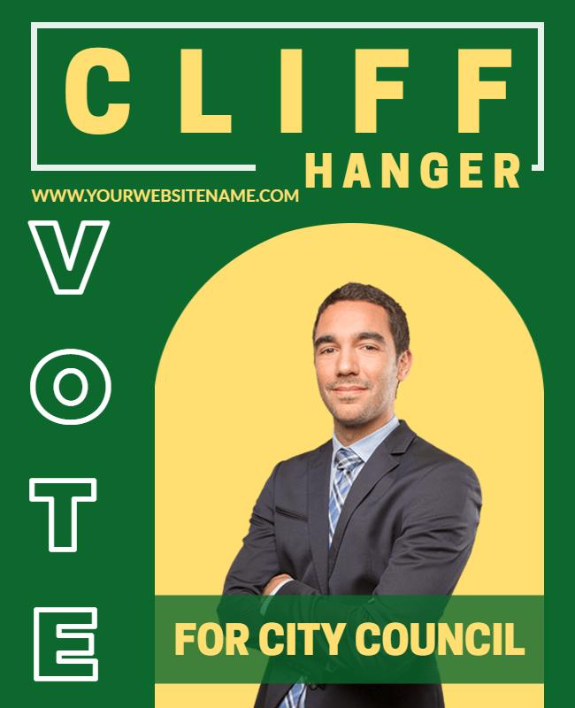 Bold Green Political Campaign Vote for City Council Poster Template
