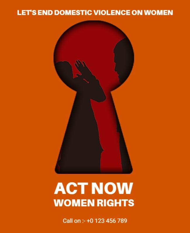 Bold Orange Domestic Violence Awareness Campaign Poster Template