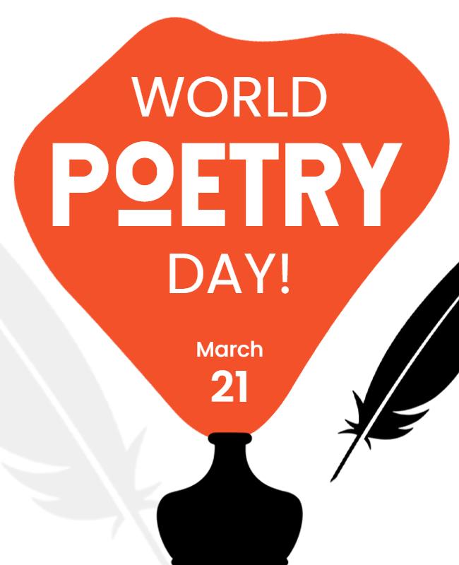 Bold Orange World Poetry Day Celebration Poster Template