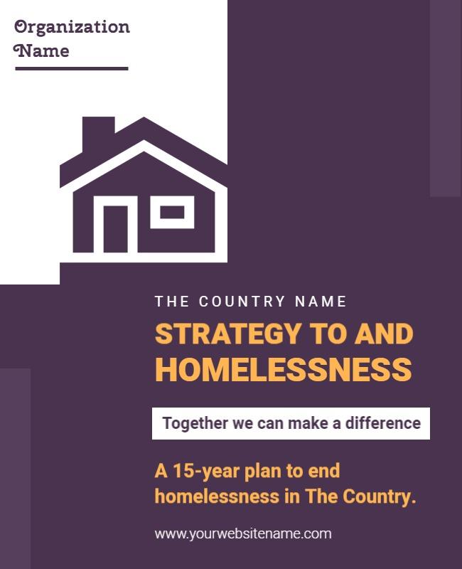 Bold Purple Housing Strategy to End Homelessness Poster Template