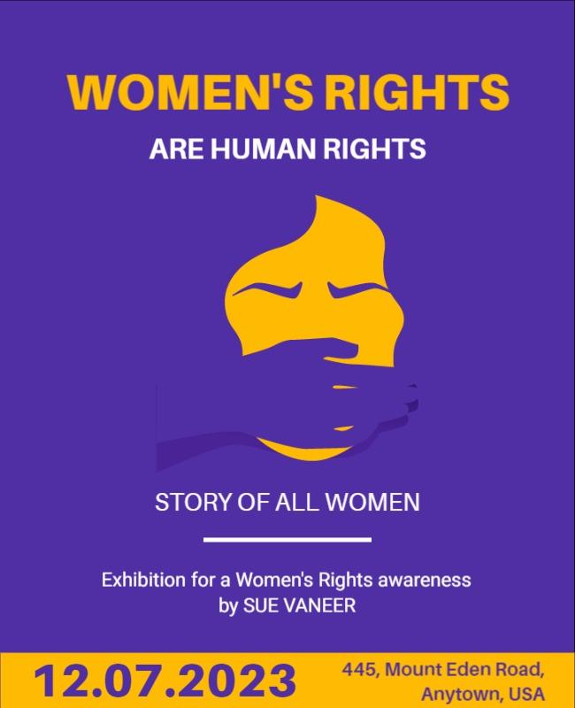 Bold Purple Women's Rights Awareness Exhibition Poster Template