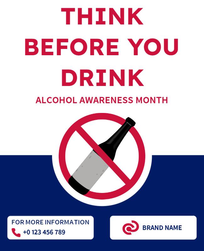 Bold Red Alcohol Awareness Month Campaign Poster Template