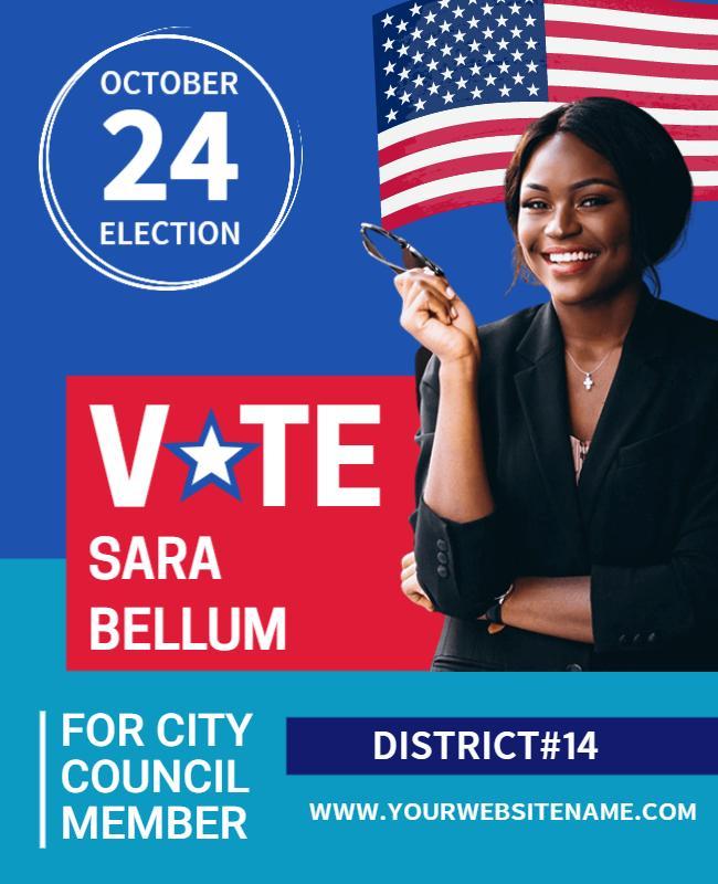 Bold Red and Blue Election Campaign Poster Template