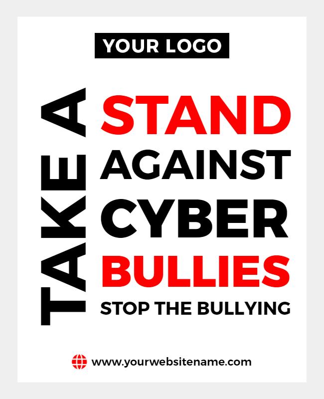 Bold Red Anti-Cyberbullying Awareness Campaign Poster Template