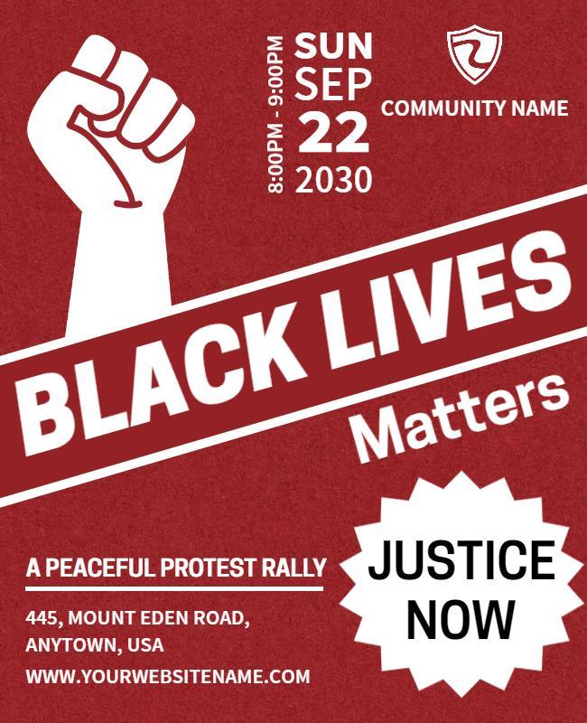 Bold Red Black Lives Matter Protest Rally Poster Template