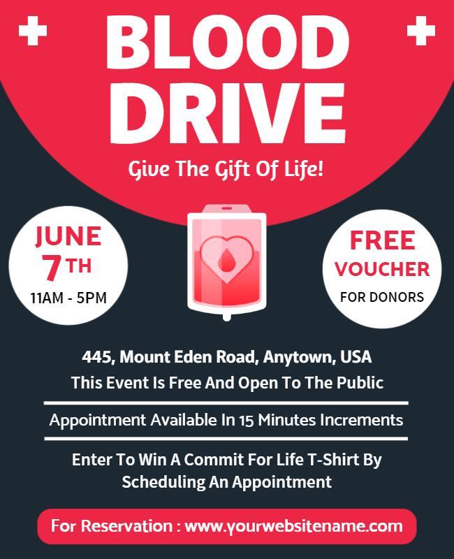 Bold Red Blood Drive Fundraising Event Poster Template