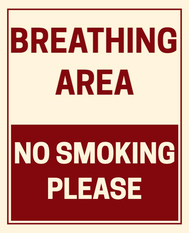 Bold Red No Smoking Breathing Area Sign Poster Template