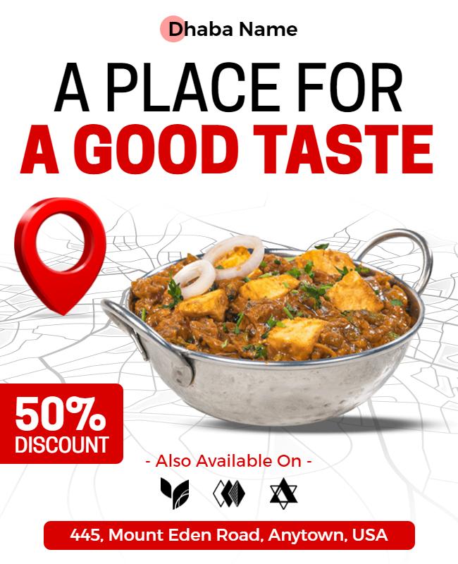 Bold Red Restaurant Promotion with 50% Discount Poster Template