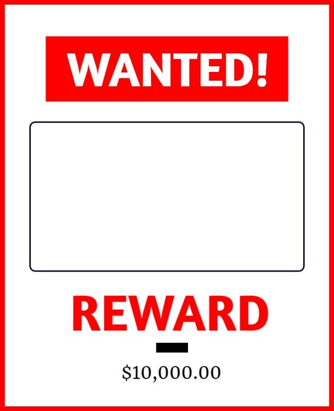 Bold Red Wanted Reward Notice Poster Template