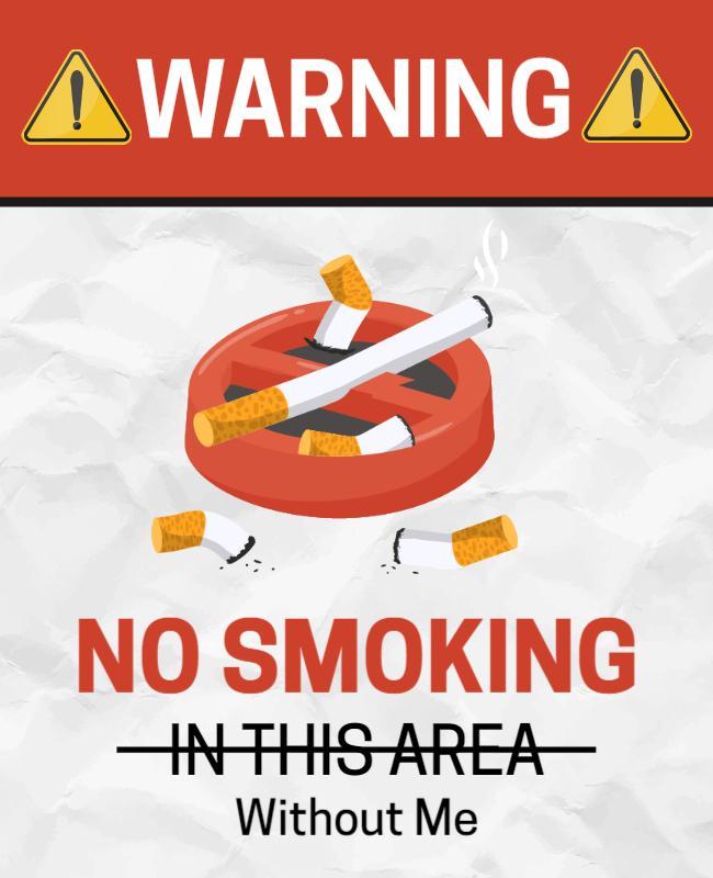 Bold Red Warning No Smoking Area Sign Poster Template