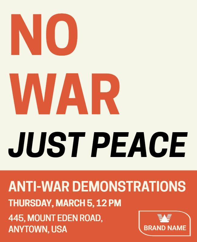 Bold Typography Anti-War Demonstrations Peace Poster Template
