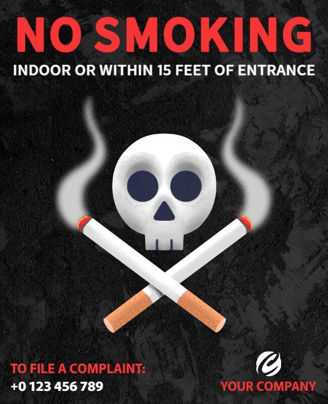 Bold Warning No Smoking Policy with Skull and Cigarettes Poster Template