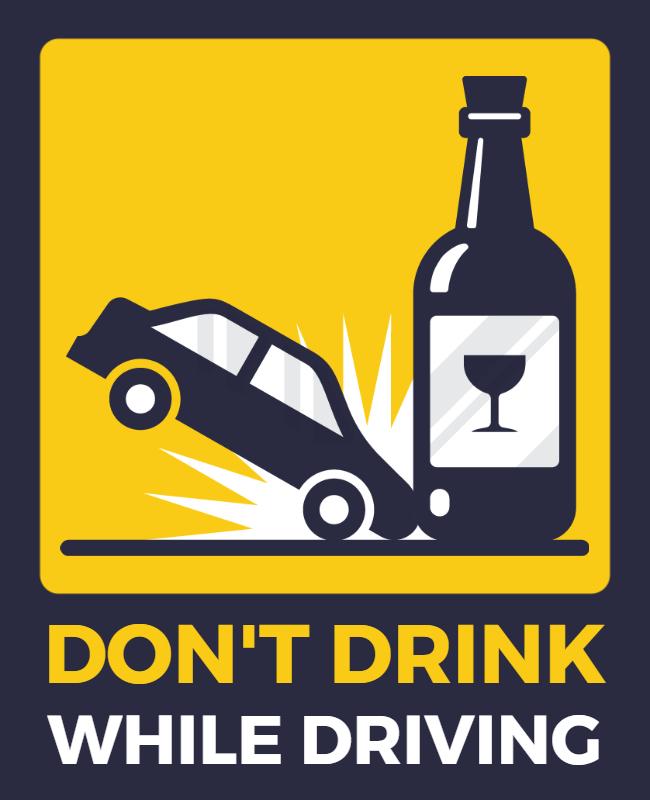 Bold Yellow Alcohol Awareness Driving Safety Poster Template