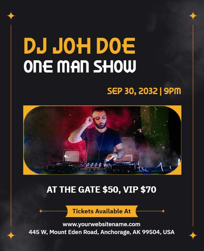 Bold Yellow DJ Performance Music Event Poster Template