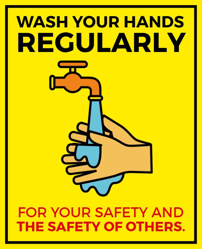 Bold Yellow Hand Hygiene Awareness Poster Template