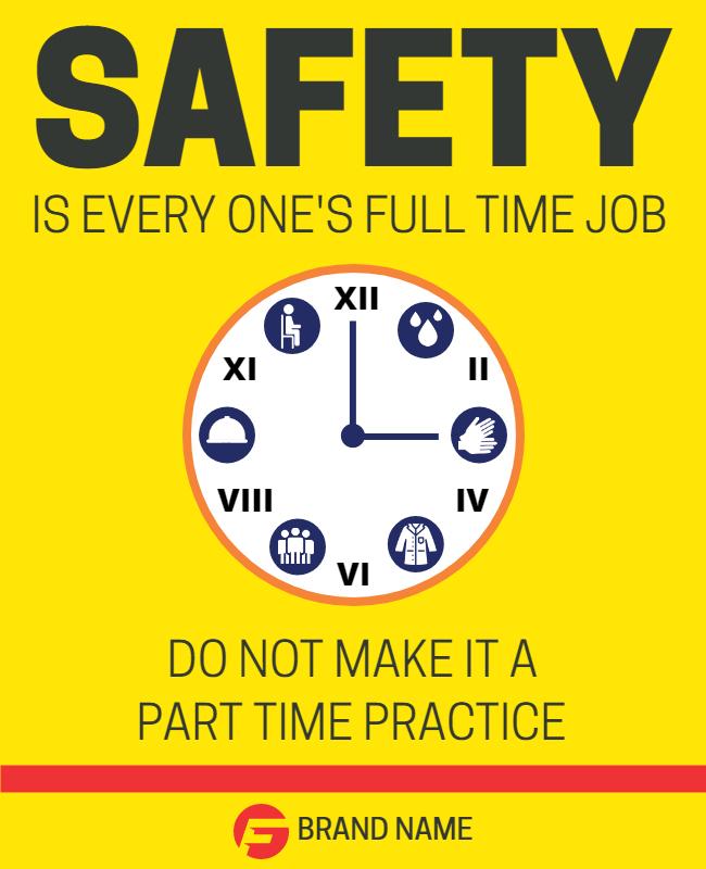 Bold Yellow Safety Awareness Workplace Poster Template