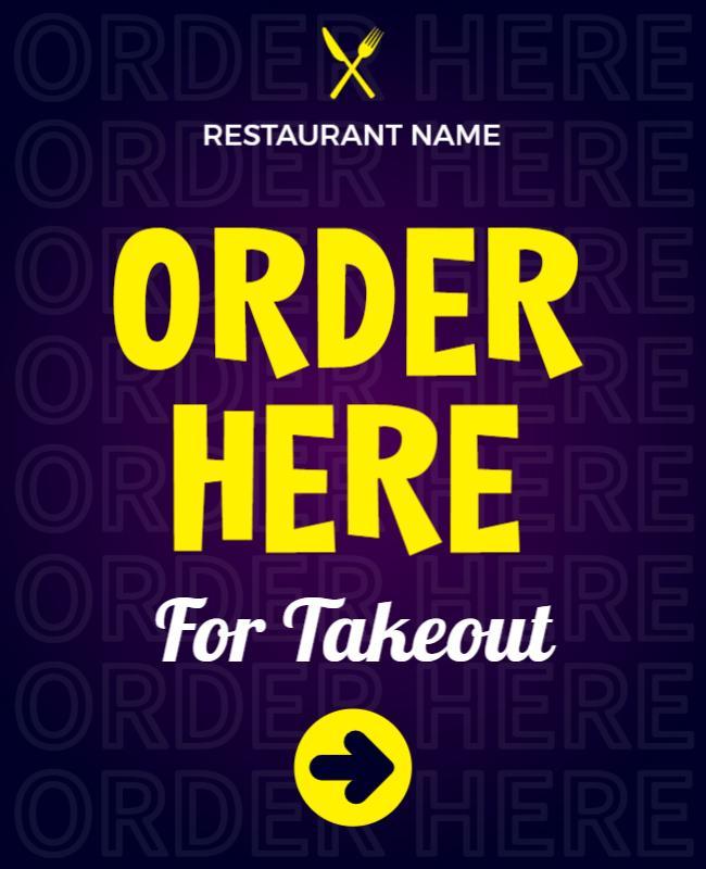 Bold Yellow Takeout Order Instructions Poster Template
