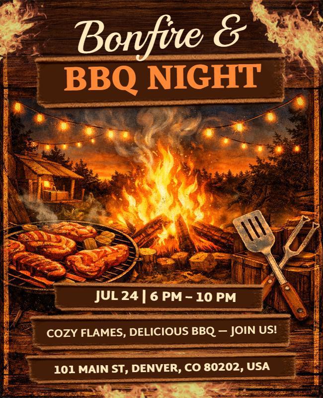 Bonfire and BBQ Gathering Night Flyer Template