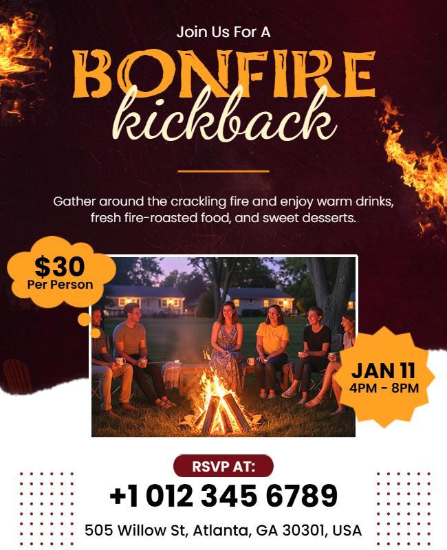 Bonfire Kickback Event Invitation Flyer Template