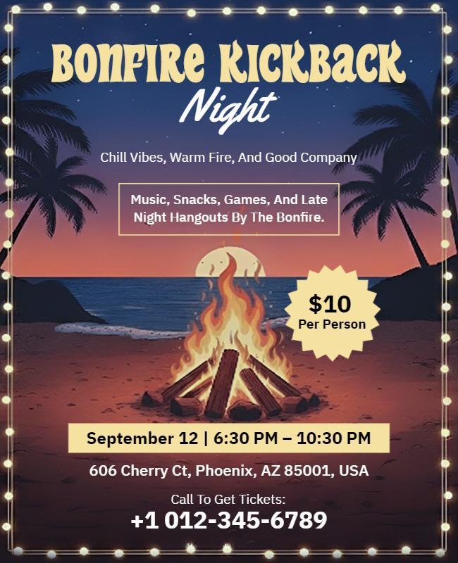 Bonfire Kickback Night Event Flyer Template