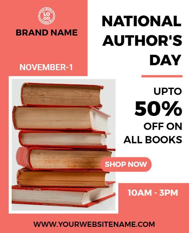 Book Stack Sale for National Author's Day Poster Template